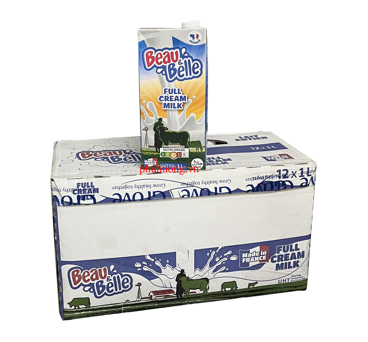 Sữa tươi nguyên chất tiệt trùng Beau Belle thùng 12 hộp 1lít
